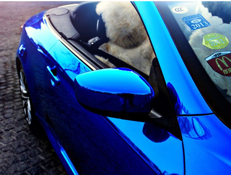 Premium Chrome Blue Mirror Wrap Stretchable Gloss Chrome Vinyl Wrapping ...