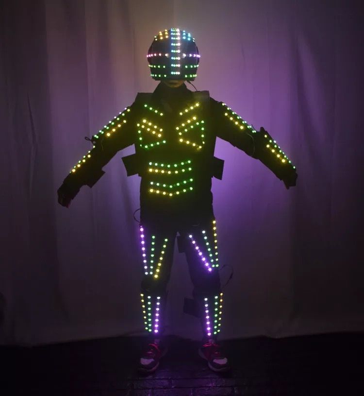 Colorful Led Luminous Robot Dance Suit Illuminated Growing Light Up ...