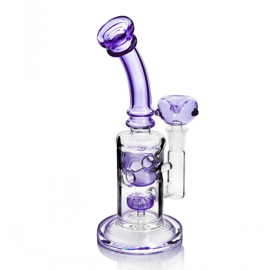 2021 8.4 Inchs Tall Purple Bong Recycler Dab Rigs Smoking Glass Water ...