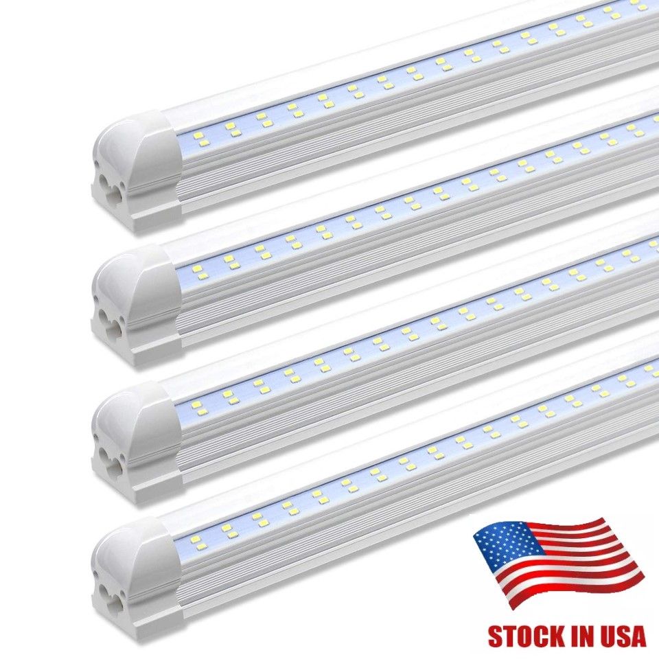 8ft Led Shop Light T8 Tube Lights Double Rows Smd 2835 Led Tubes Plug ...
