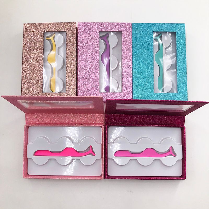 Wholesale Lashes Package Colorful Magnetic Lashes Box With Tweezers ...