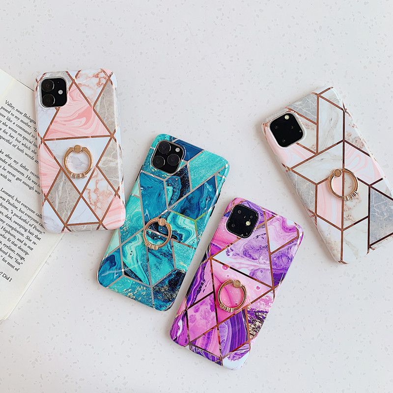 Galvanized Mosaic Marble Mobile Phone Case For 7 / 8plus Smooth Soft ...
