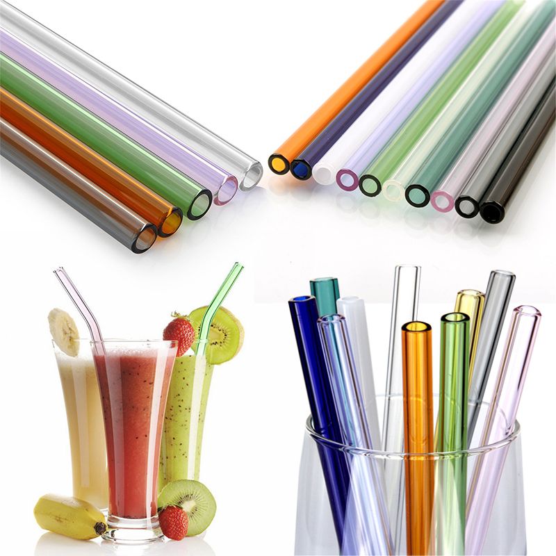 Glass Drinking Straws Reusable Eco Friendly Colored Heat Resistant