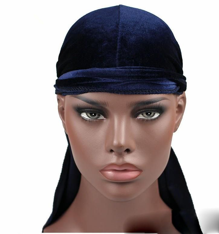 12 Cores Novos Unisex Homens Durags Velvet Durags Bandana Turban Hat