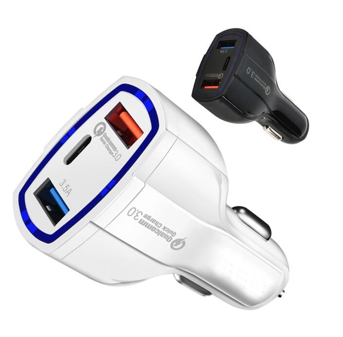 QC 3.0 Car Charger Type C 35W 7A Fast Charger Dual USB Charger Quick ...