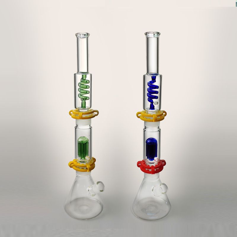 2021 16 Inches Beaker Glass Water Bong Blue Green Color Bongs Hookah ...