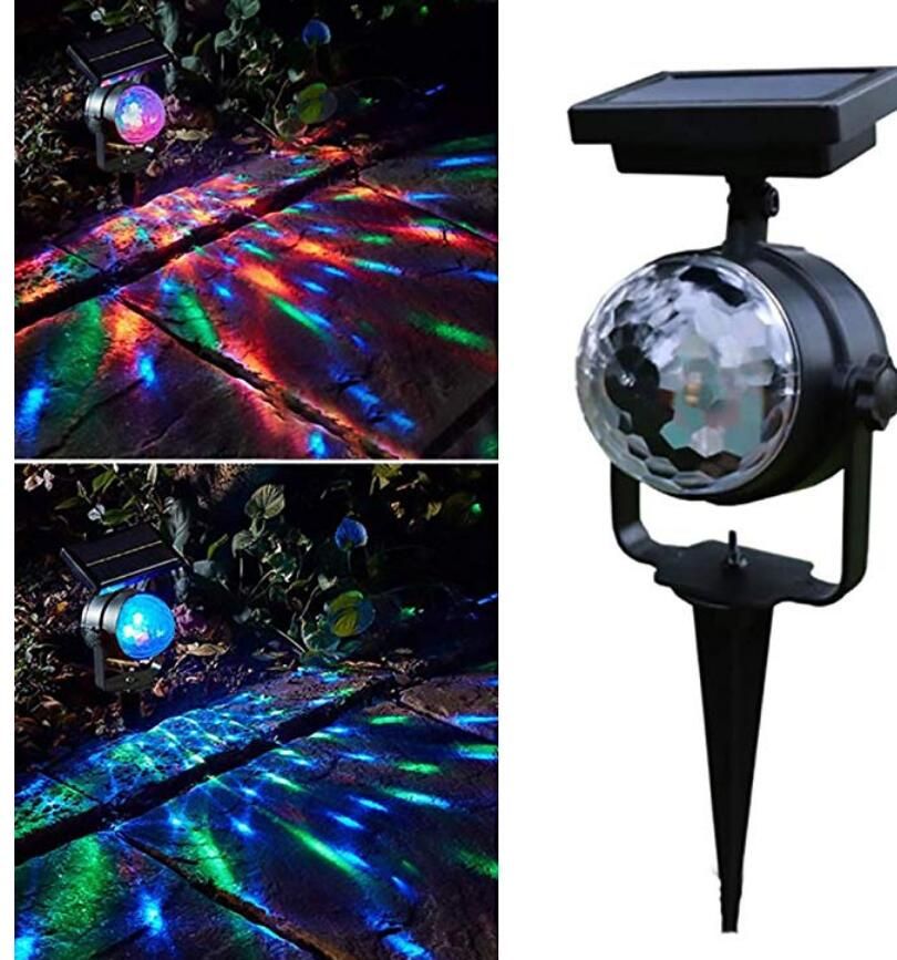 Solar Projection Lamp Rotatable RGB Colorful Lawn Solar Powered Light ...