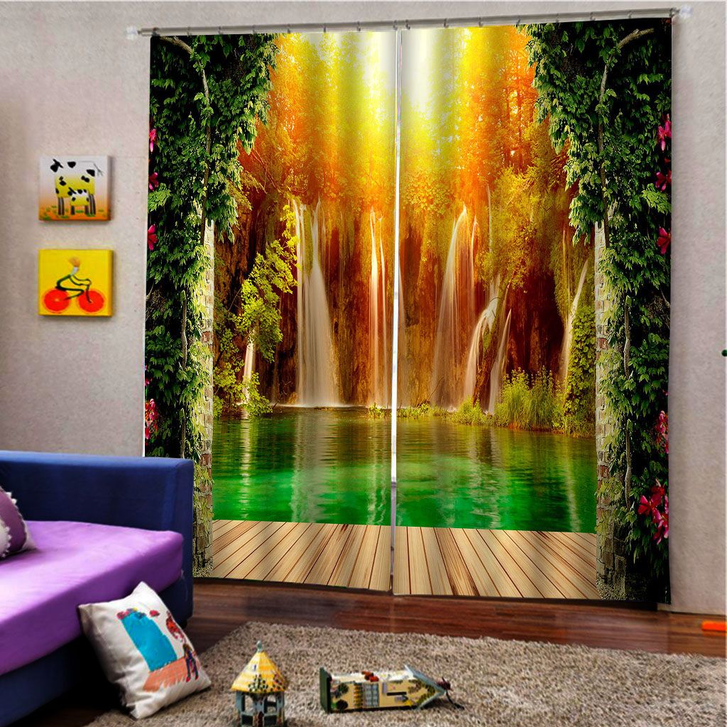 2021 Nature Scenery Curtains Waterfall Curtain Ustomized 3d Curtains ...