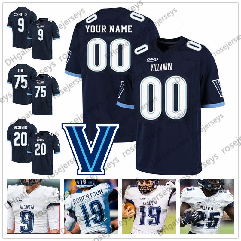 2021 Custom Villanova Wildcats 2019 Football Any Number Name White Navy ...