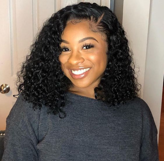 7a Brazilian Hair Short Bob Curly Little Lace Front Wig Simulation ...