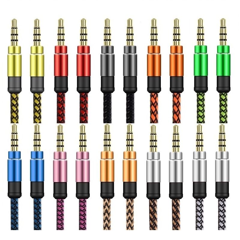 2020 Fabric Aux Cable 1m 1.5m 2m 3m 3.5mm Jack Male To Male Car Aux ...