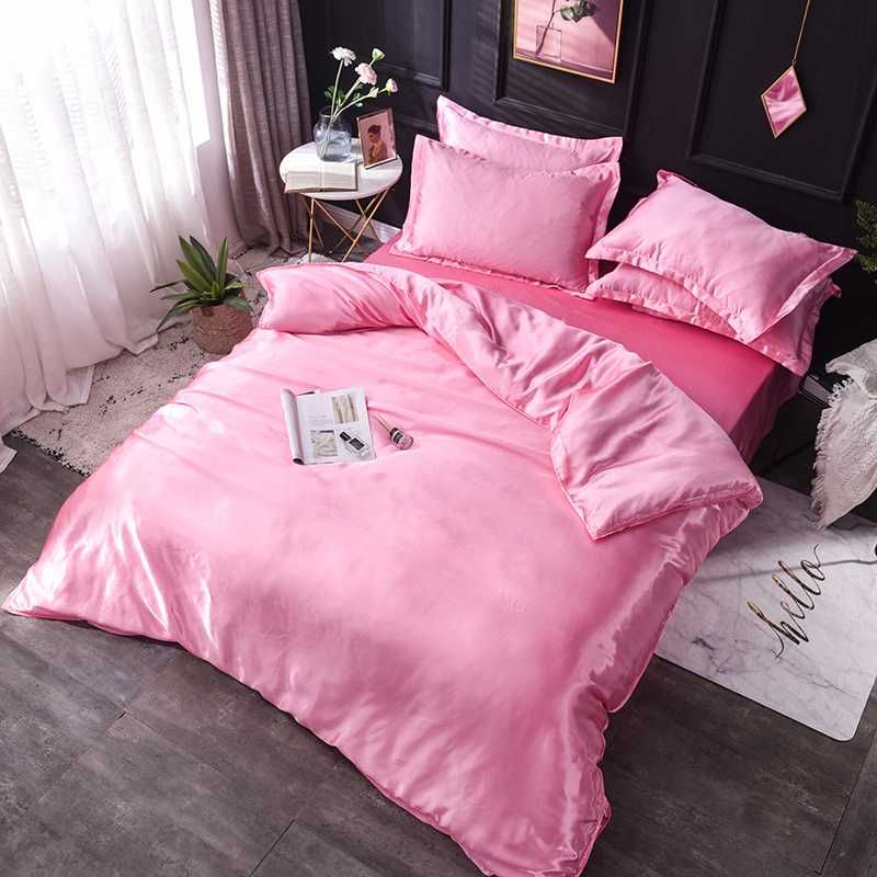 Luxury 100 Silk Bedding Set King Queen Twin 3 4 Bed Linen Solid Color luxury-100-silk-bedding-set-king-queen-twin-3-4-bed-linen-solid-color