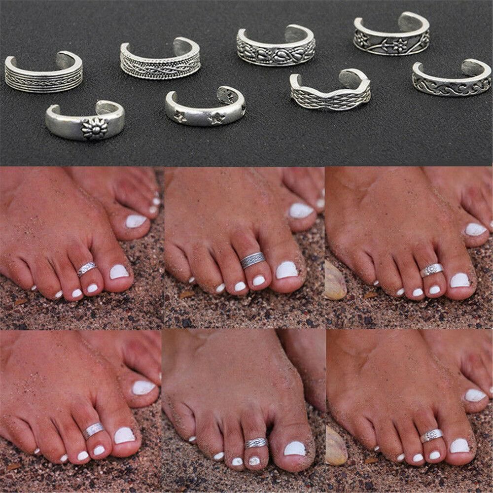 2020 Elegant Women 925 Sterling Silver Toe Ring Foot Adjustable Beach ...