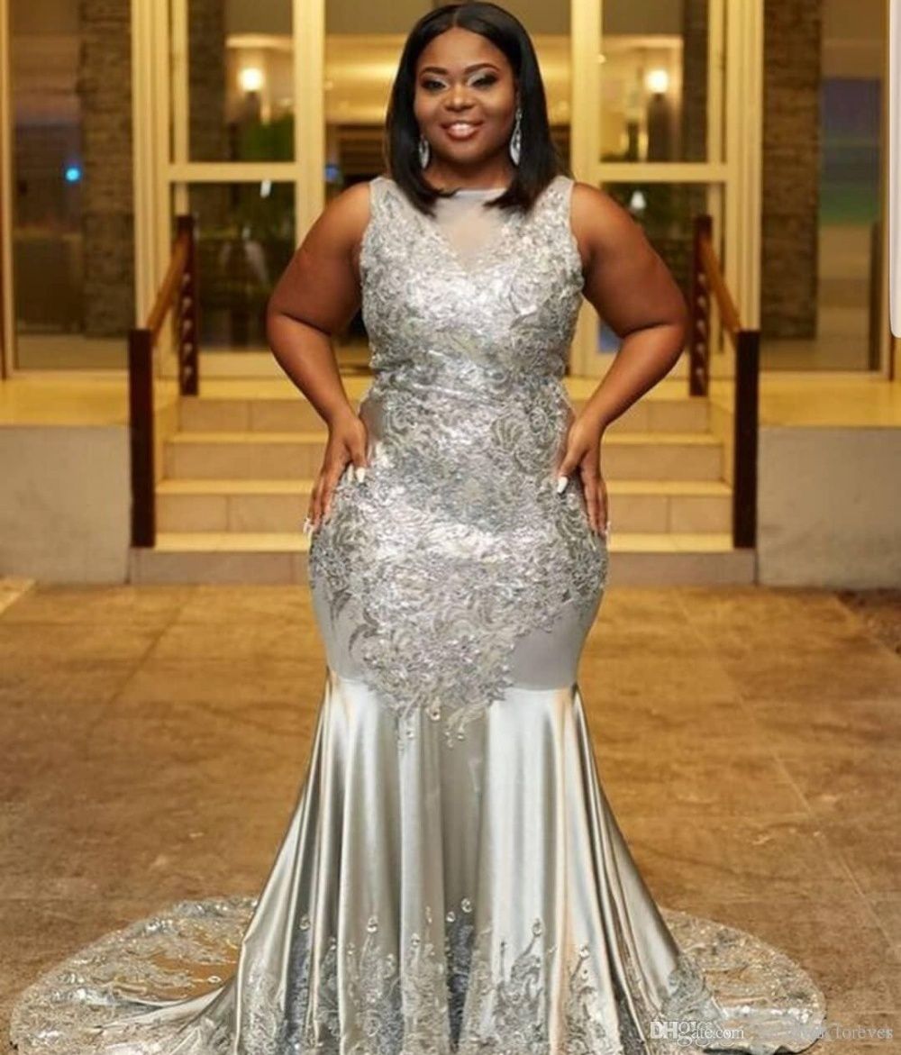 Silver Plus Size Formal Dresses
