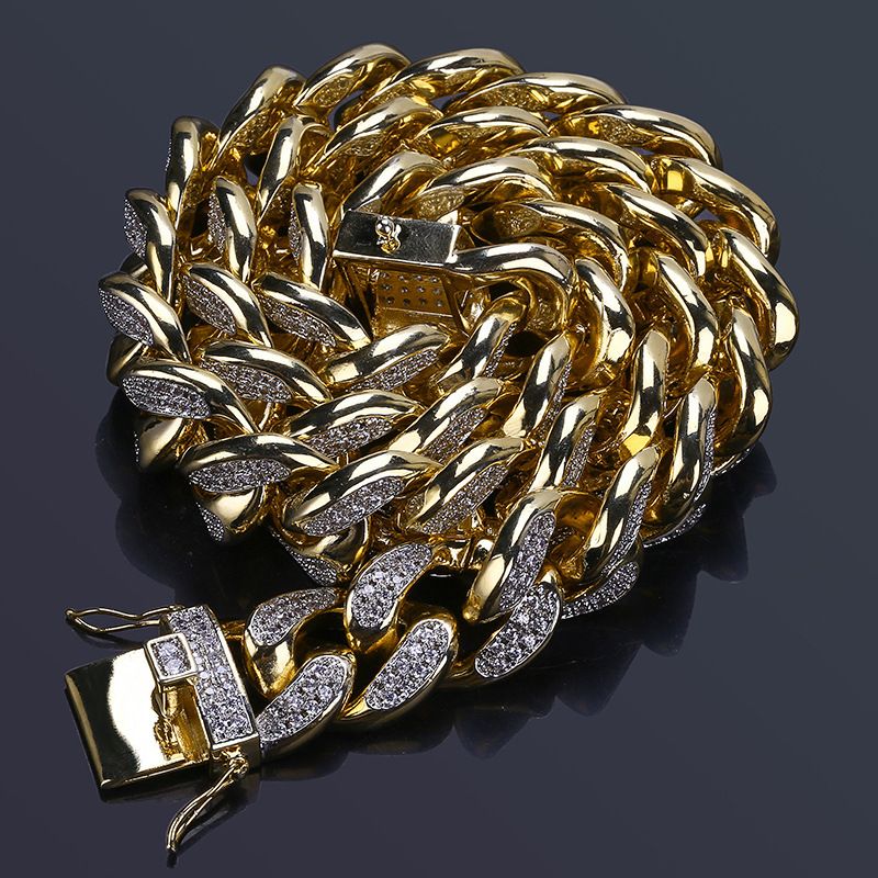 2020 18mm Iced Out Chains Diamond Miami Cuban Link Chain Luxury ... 2020 18mm Iced Out Chains Diamond Miami Cuban Link Chain Luxury ...