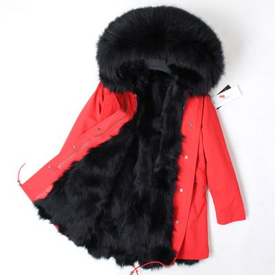 OFTBUY News Winter Jacket Women Real Fur Coat Parka Raccoon Fur Collar Fox Fur Liner Loose Army ...