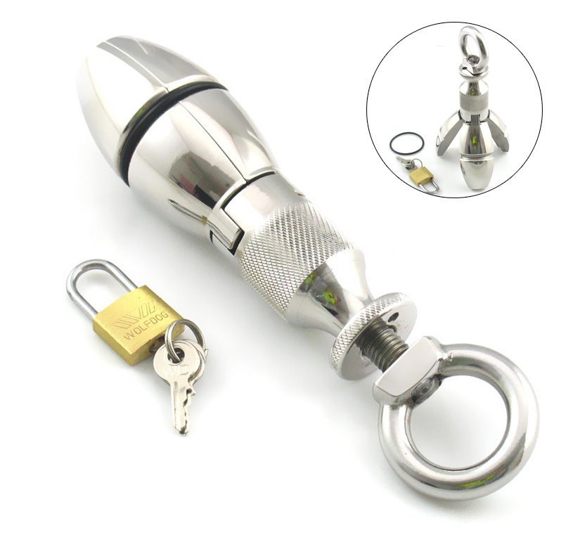 Stainless Steel Open Combine Anal Plug Lock Heavy Super