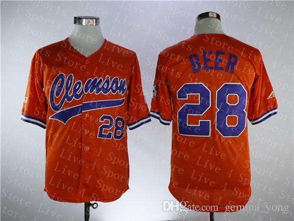 NCAA Seth Beer 28 Clemson Tigers College Baseball Jerseys Home Road ...