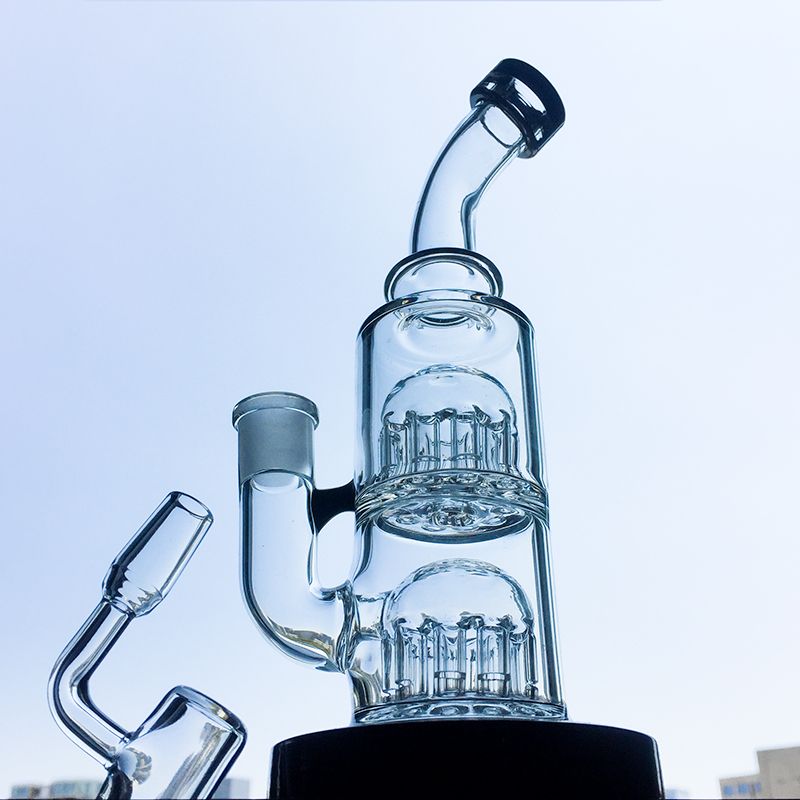 2020 8 Inch Double Tree Perc Glass Water Pipe 12 Arms Tree Perc Glass ...