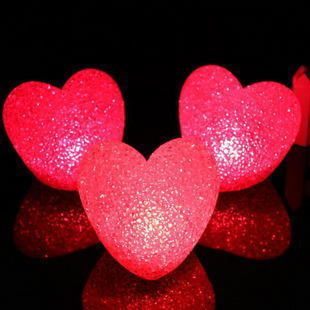 12cm New LED Heart Shaped Colorful Lights Kids Toys Crystal Night Light ...