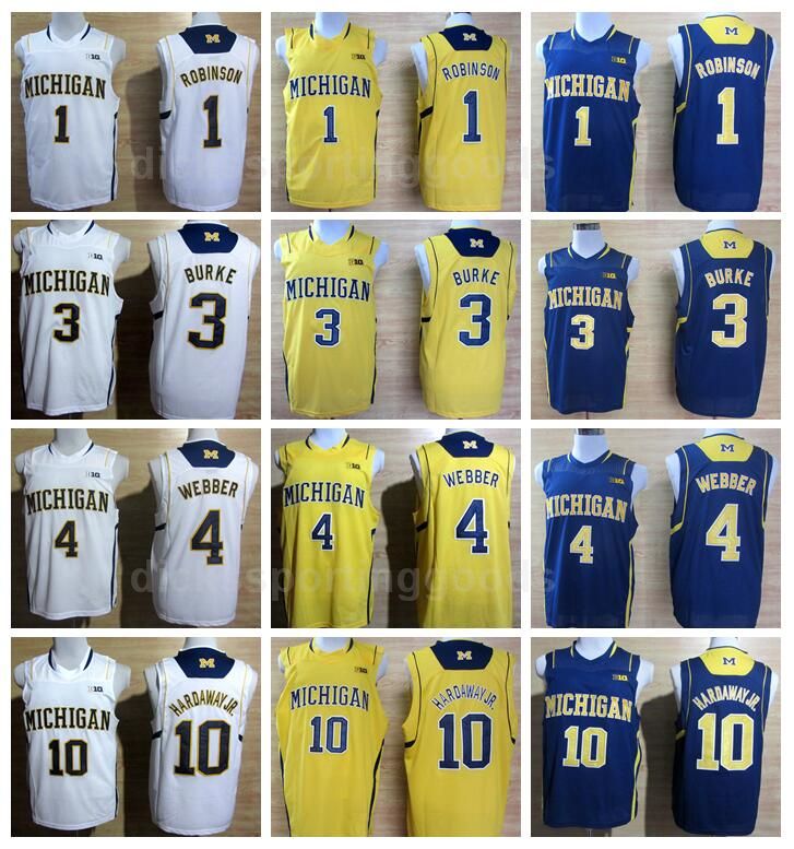 2020 NCAA College Michigan Wolverines Basketball 3 Trey Burke Jersey 4 ...