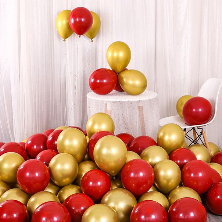 Rojo, Oro, Plata Metálico De Látex Globos Nacarados Metal Colores Oro ...