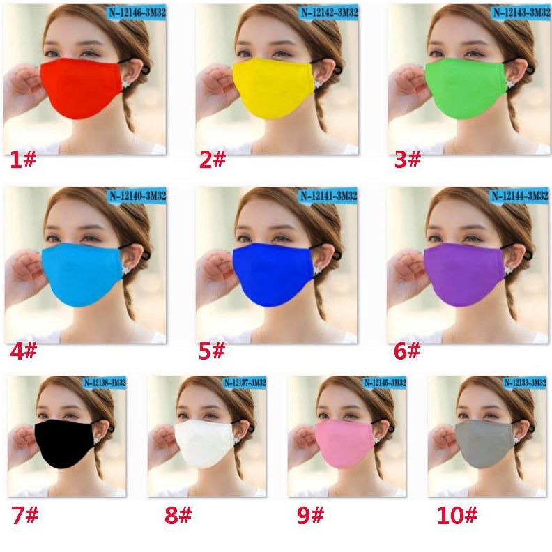 2020 Adult Washable Solid Color Cloth Mouth Mask PM2.5 Dustproof And ...