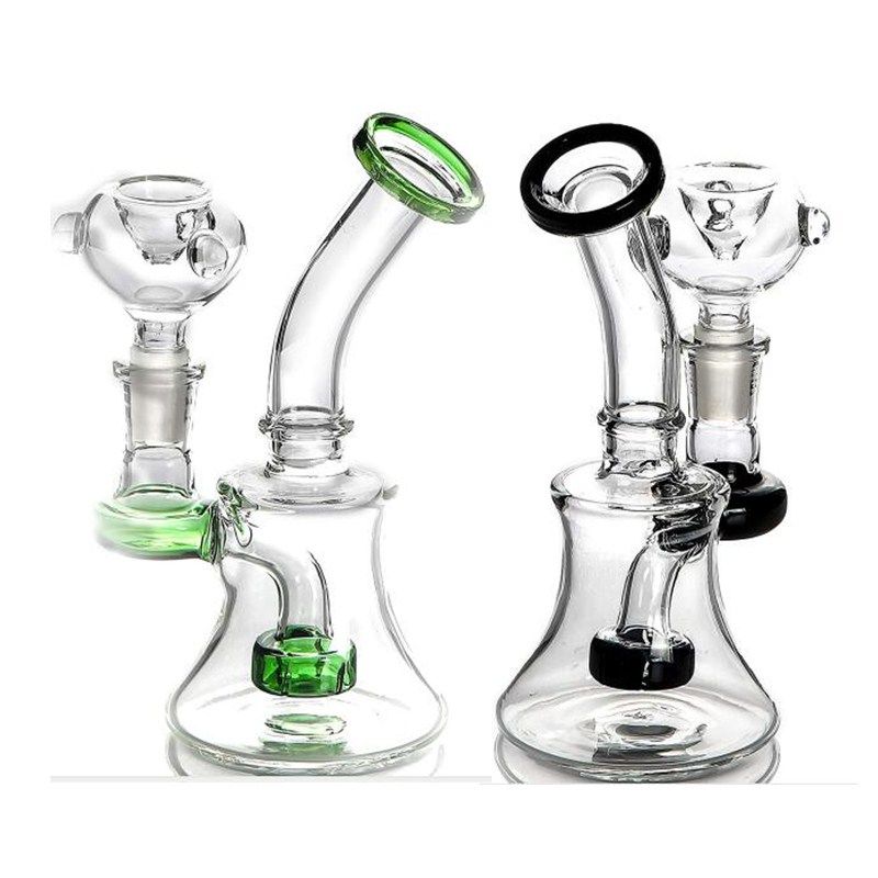 2021 Green And Black Mini Glass Water Bongs Bent Neck Oil Rigs Glass ...