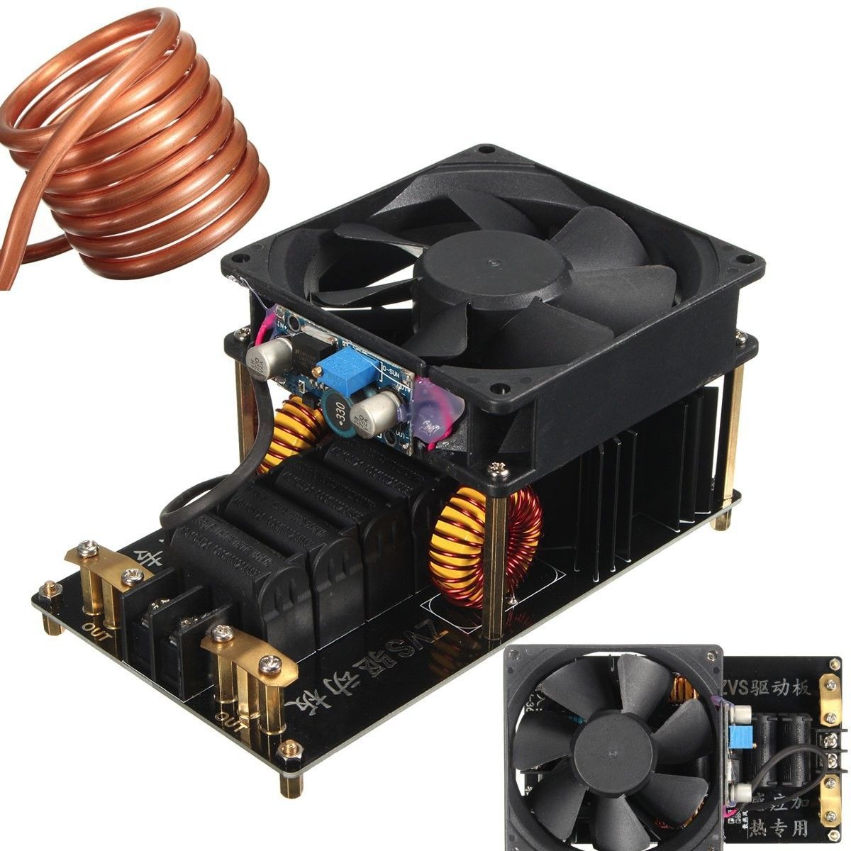 2020 ZVS Induction Heating Machine Cooling Fan PCB Copper Tube 12 36V ...