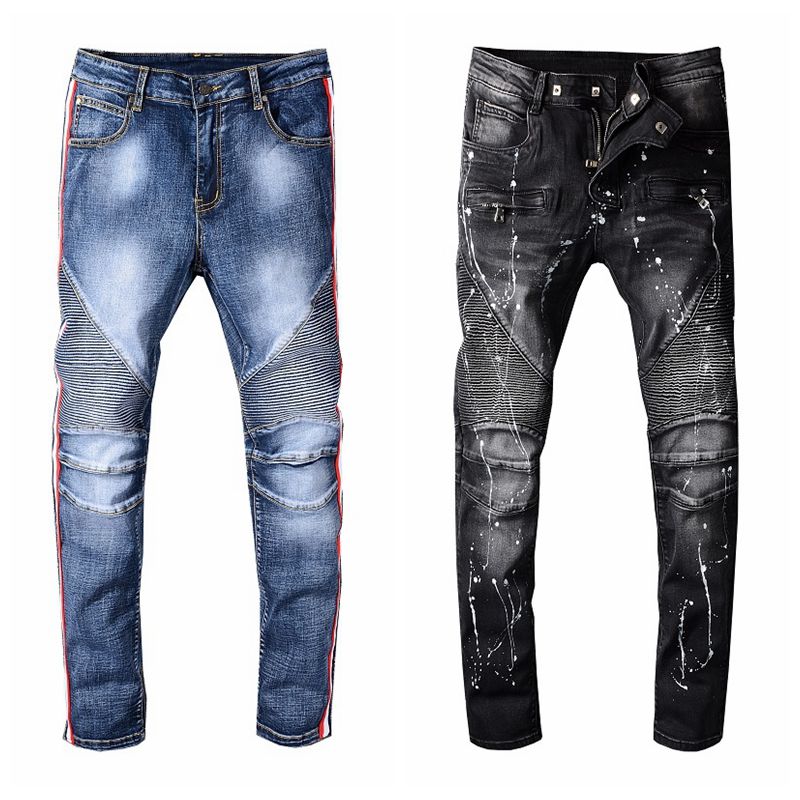 2020 Mens Distress Ripped Skinny Jeans Slim Fit Denim Destroyed Denim ...