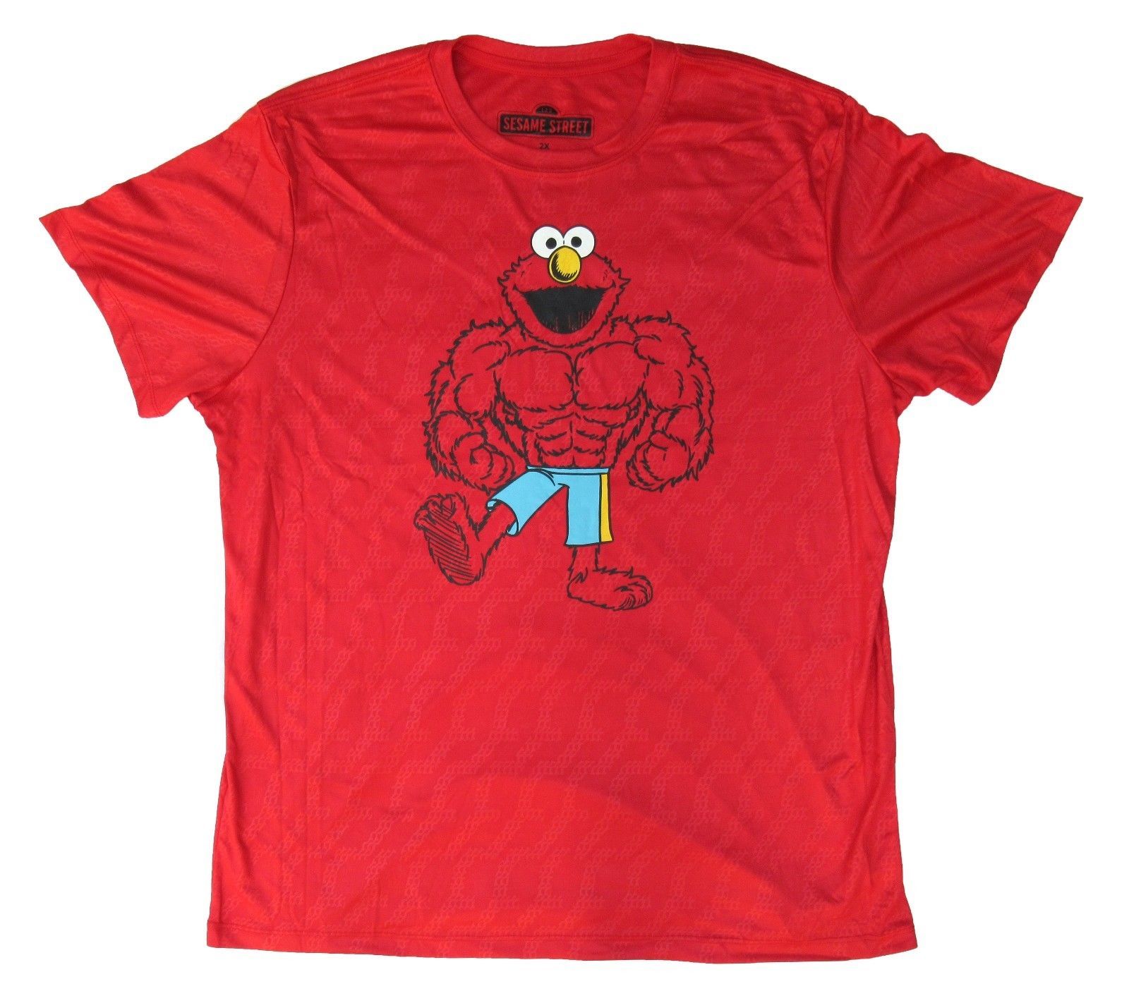 Sesame Street Mens Elmo Muscular Polyester Licensed T Shirt Red New ...