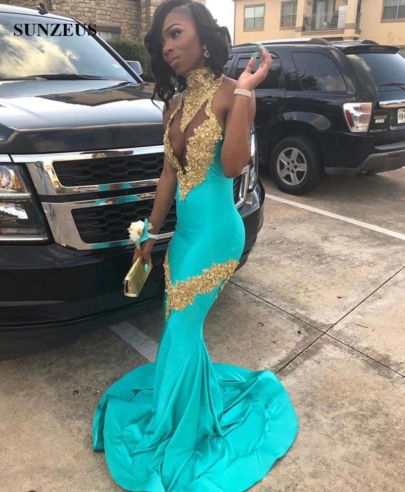 Black Turquoise Prom Dress