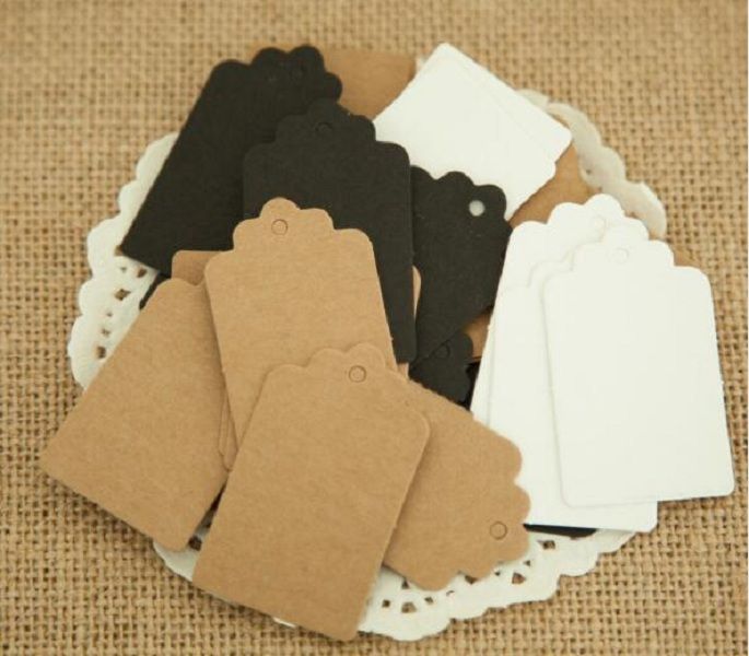 5x3 Cm 350GSM Scallop Kraft Blank Hang Tag Retro Gift Tag Table Number ...