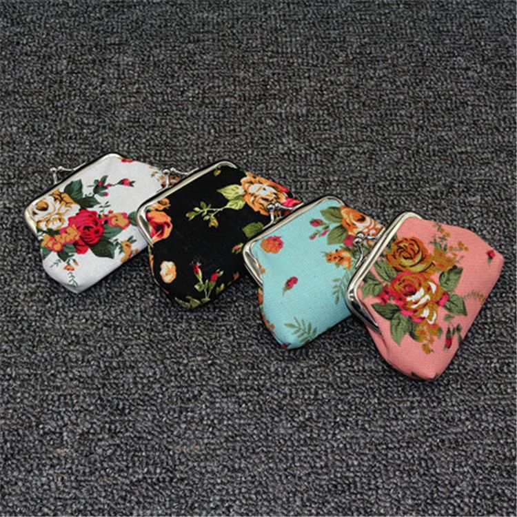 Fashion Hot Vintage Flower Coin Purse Cotton Fabric Key Holder Wallet ...
