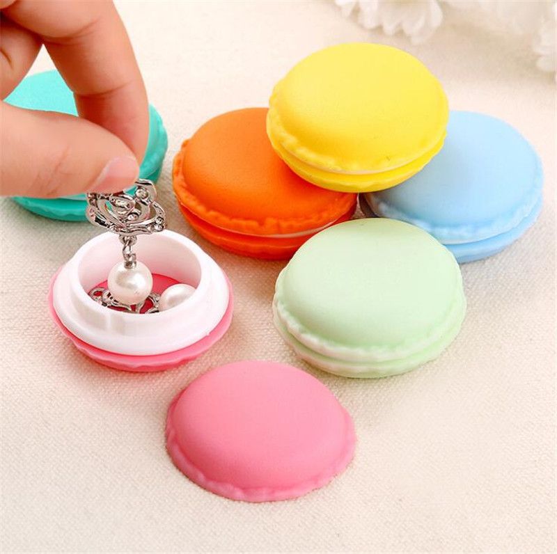 Cute Macaron Case Cake Shape Studs Ring Necklace Jewelry Storage ...