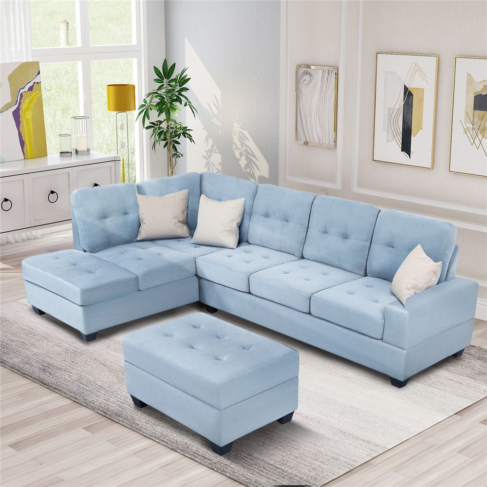 Powder Blue Sectional Sofa | Baci Living Room