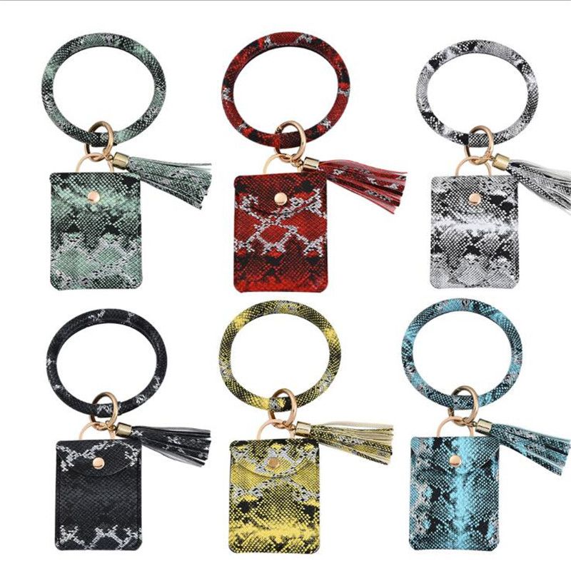 Luxury PU Leather Wallet Keychain Wrap Charms Bracelets Key Chain ...