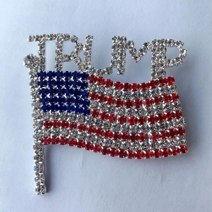 Trump Brooch Pin Diamond Flag Brooch Rhinestone Letter Trump Brooches ...