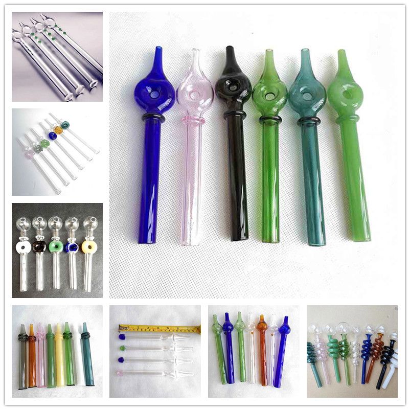 2021 Glass Hand Straw Dab Pipe Rig Stick Hookahs 15cm/20cm Oil Burner ...