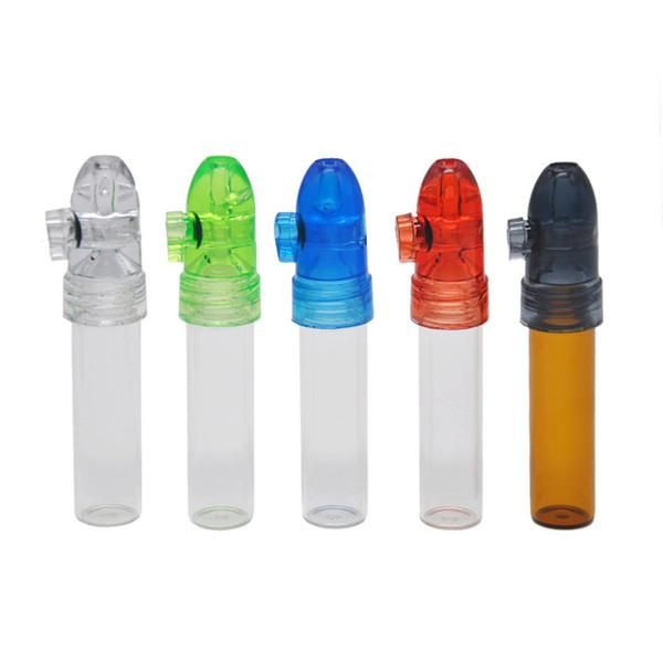 Acrylic Cap Glass Bottle Snuff Snorter Dispenser Bullet Rocket Snorter ...