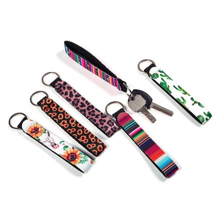 22 Styles Wristband Keychains Floral Printed Key Chain Neoprene Key ...