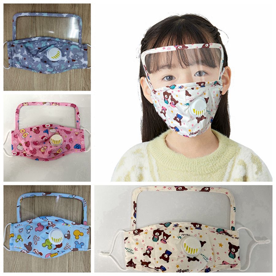 2021 2 In 1 Valve Face Mask With Eye Shield Kids Dustproof Washable ...