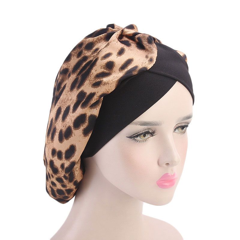 Women Girl Cross Twist Flower Print Wide Turban Night Sleeping Hat ...