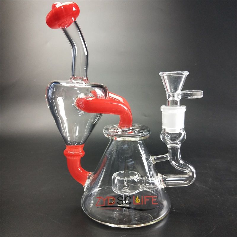 2021 7.5inch Glass Water Bong Orange Heady Unique Design Recycler Dab ...