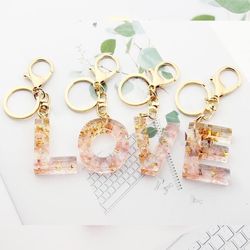 Women Car Keychain Gold Pink Keyrings Holder Fashion Custom A Z ...