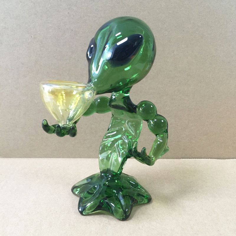 2021 Alien Glass Pipes Glass Smoking Pipe Water Pipes 18cm Height Green ...