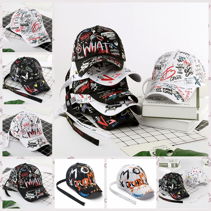 8styles Graffiti Baseball Cap Long Tail Hip Hop Hat Fashion Outdoor ...