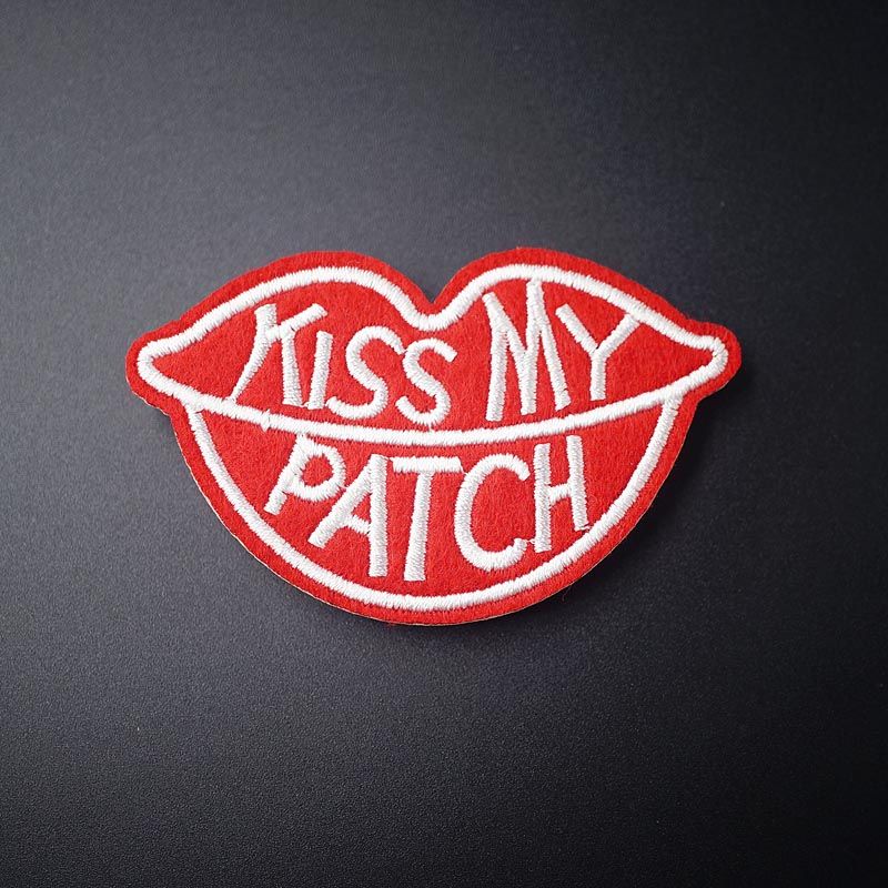 2020 KISS MY PATCH Size:4.3x7.3cm Iron On Patch Sewing On Embroidered Applique Sewing Clothes ...