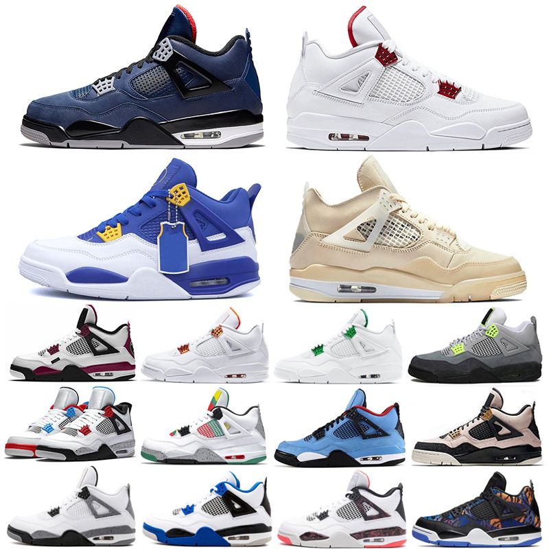 Red Metallic 4 4s White Sail Men Basketball Shoes Bred What The Oreo ...