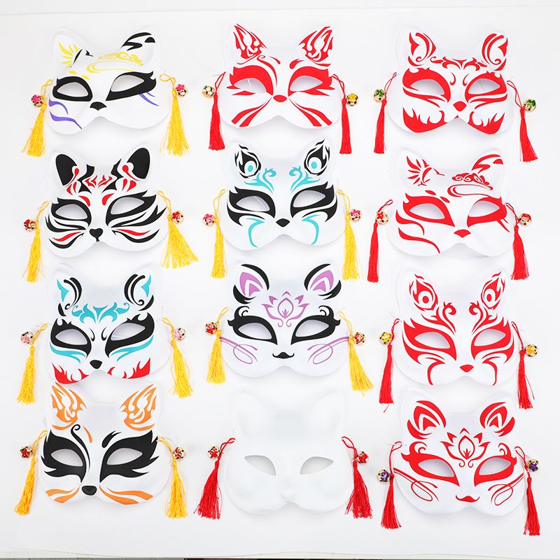 Cheap Japanese Fox Masks Hand Painted Style PVC Fox Cat Mask Cosplay ...